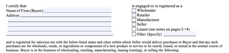 How to Fill Out the Uniform Sales & Use Tax Resale Certificate: A ...
